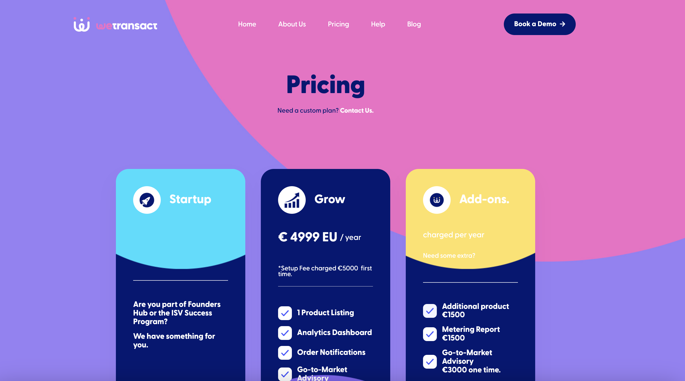Pricing Plans for Microsoft Marketplace Integration | WeTransact