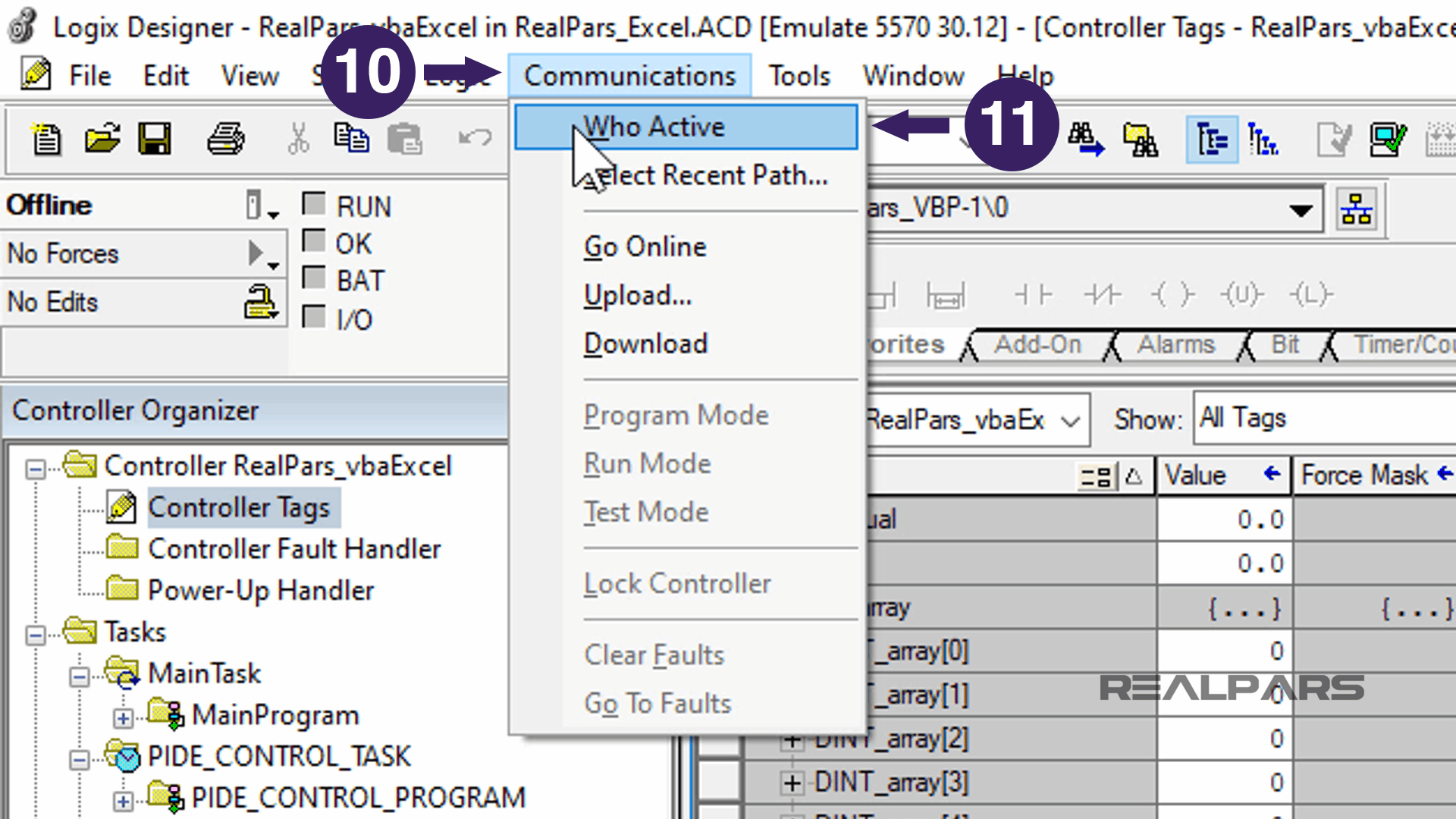 How to Configure Excel WRITE Communication to PLC (VBA) - RealPars