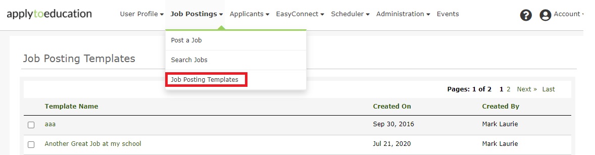 Create and Share Job Posting Templates