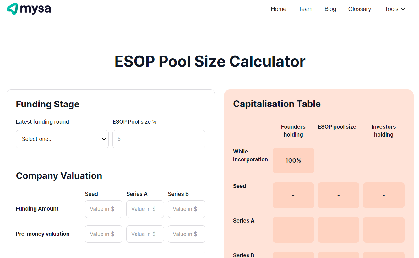 ESOP Calculator for Indian Founders and Investors