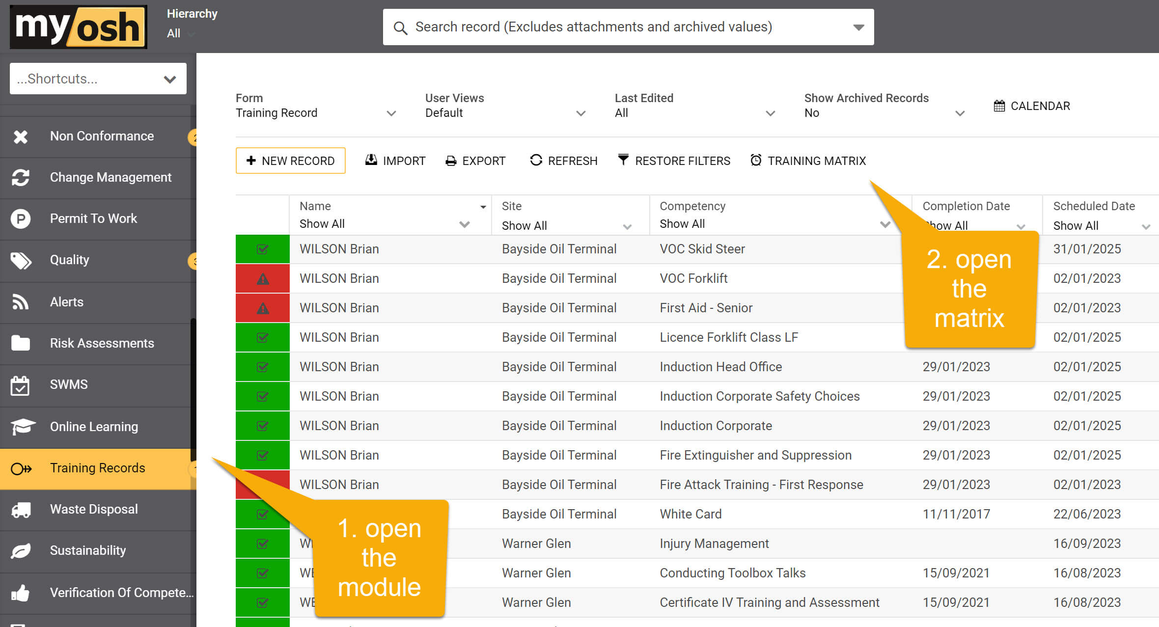 The Training Management Matrix - myosh