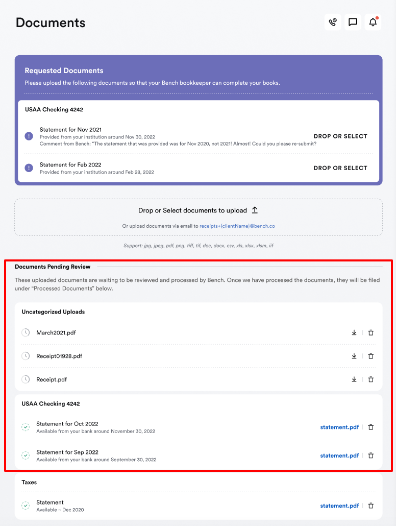 How to Upload Documents - Bench Help Center