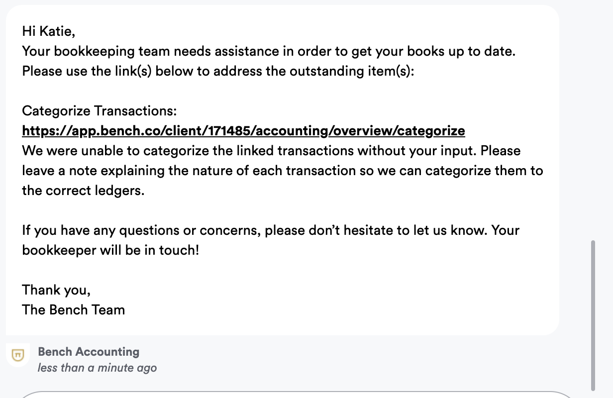 Categorizing Transactions - Bench Help Center
