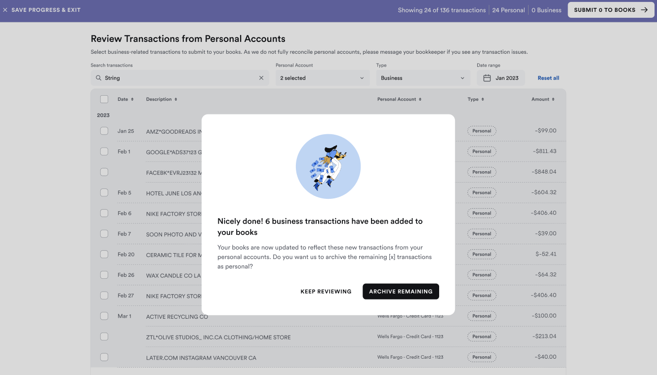 How to Use our Personal to Business Crossover Feature - Bench Help Center