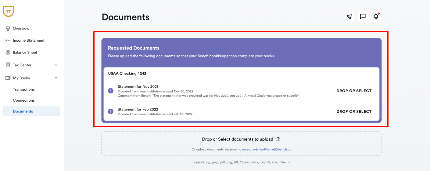 How to Upload Documents - Bench Help Center