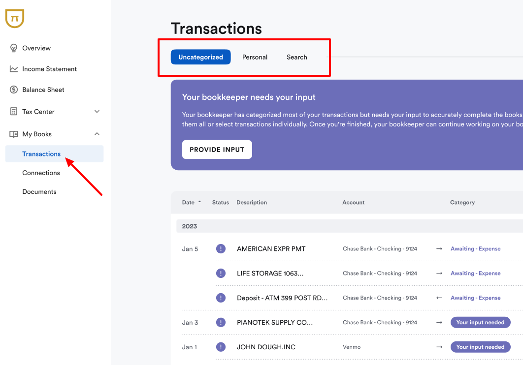 Categorizing Transactions - Bench Help Center