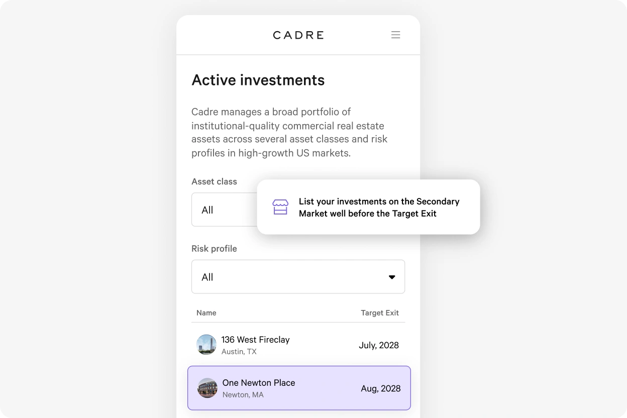 Real Estate Secondary Market Investing | Cadre