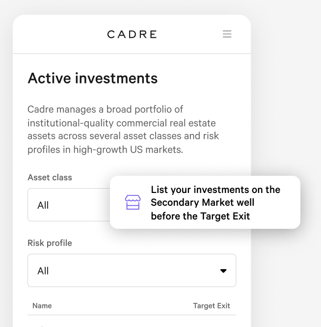 Real Estate Secondary Market Investing | Cadre