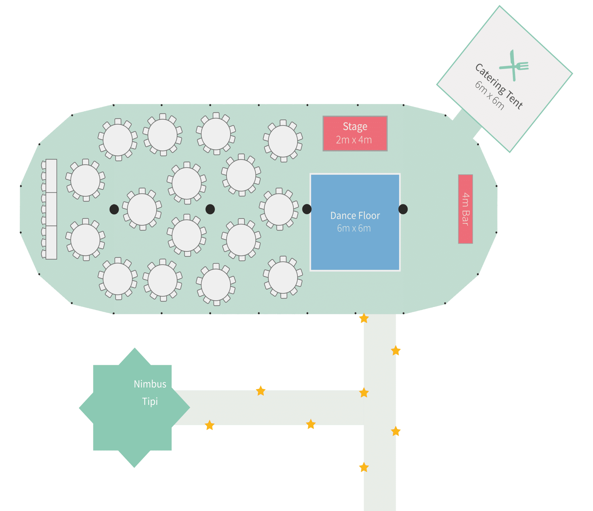 4 pole Wedding Celeste Marquee