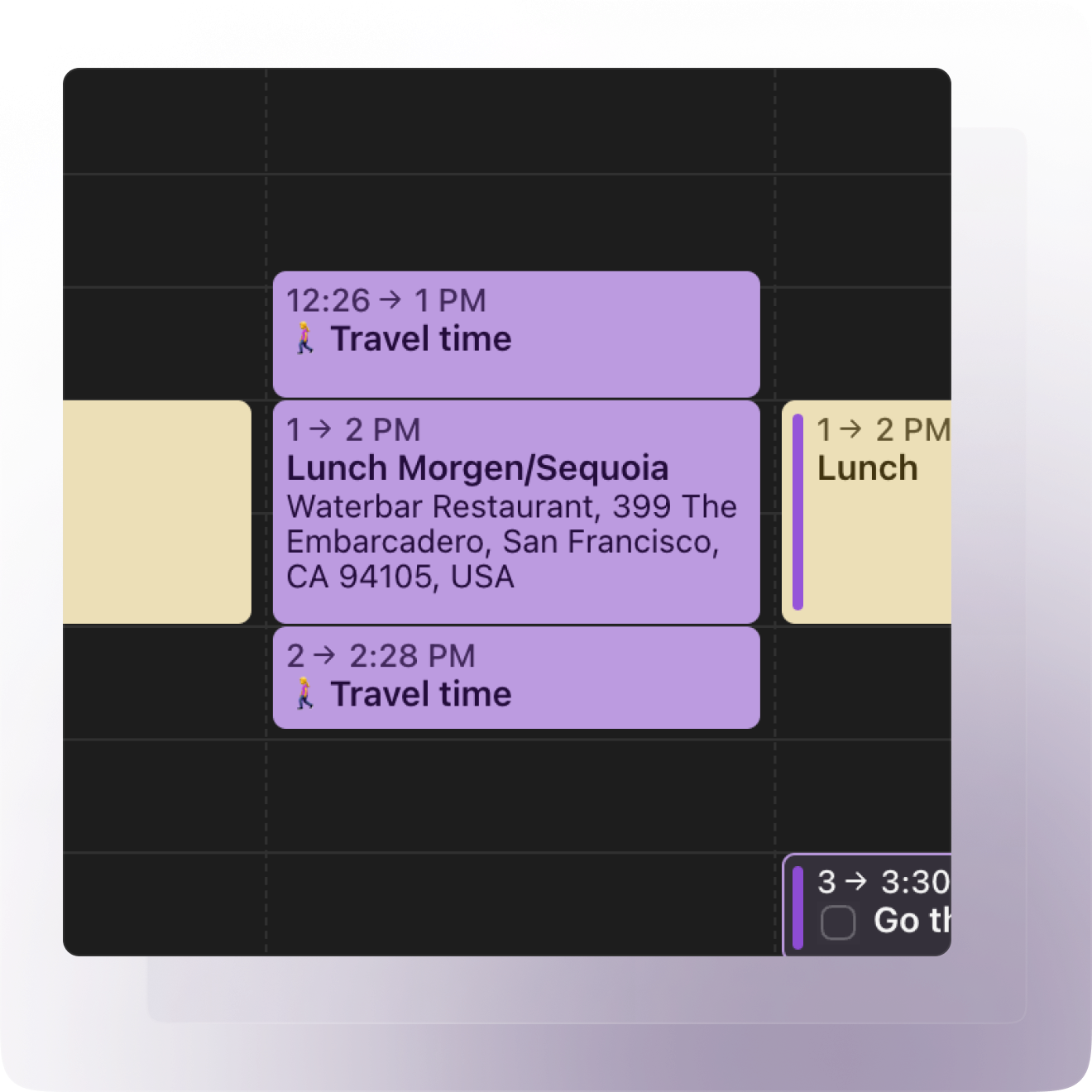 Auto-schedule buffer, travel time and private events in your work calendar