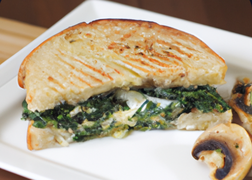 Spinach Mushroom Panini with Reduced Balsamic Sauce