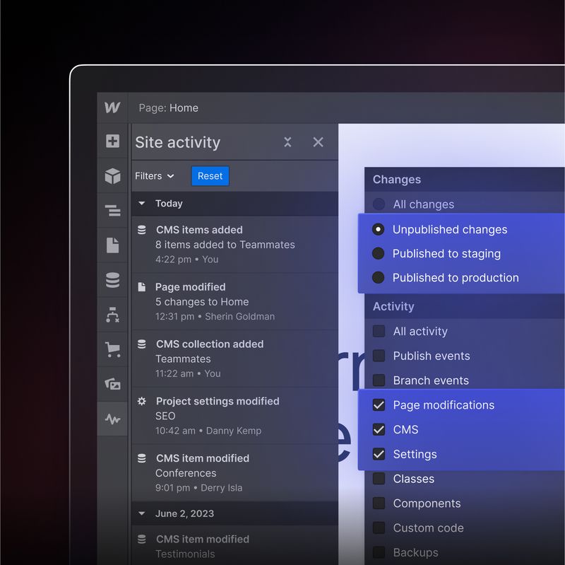 Share a read-only link of your project from the Designer | Webflow Updates