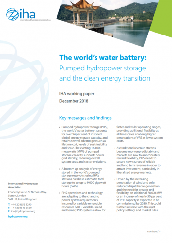 The world’s water battery: Pumped hydropower storage and the clean ...