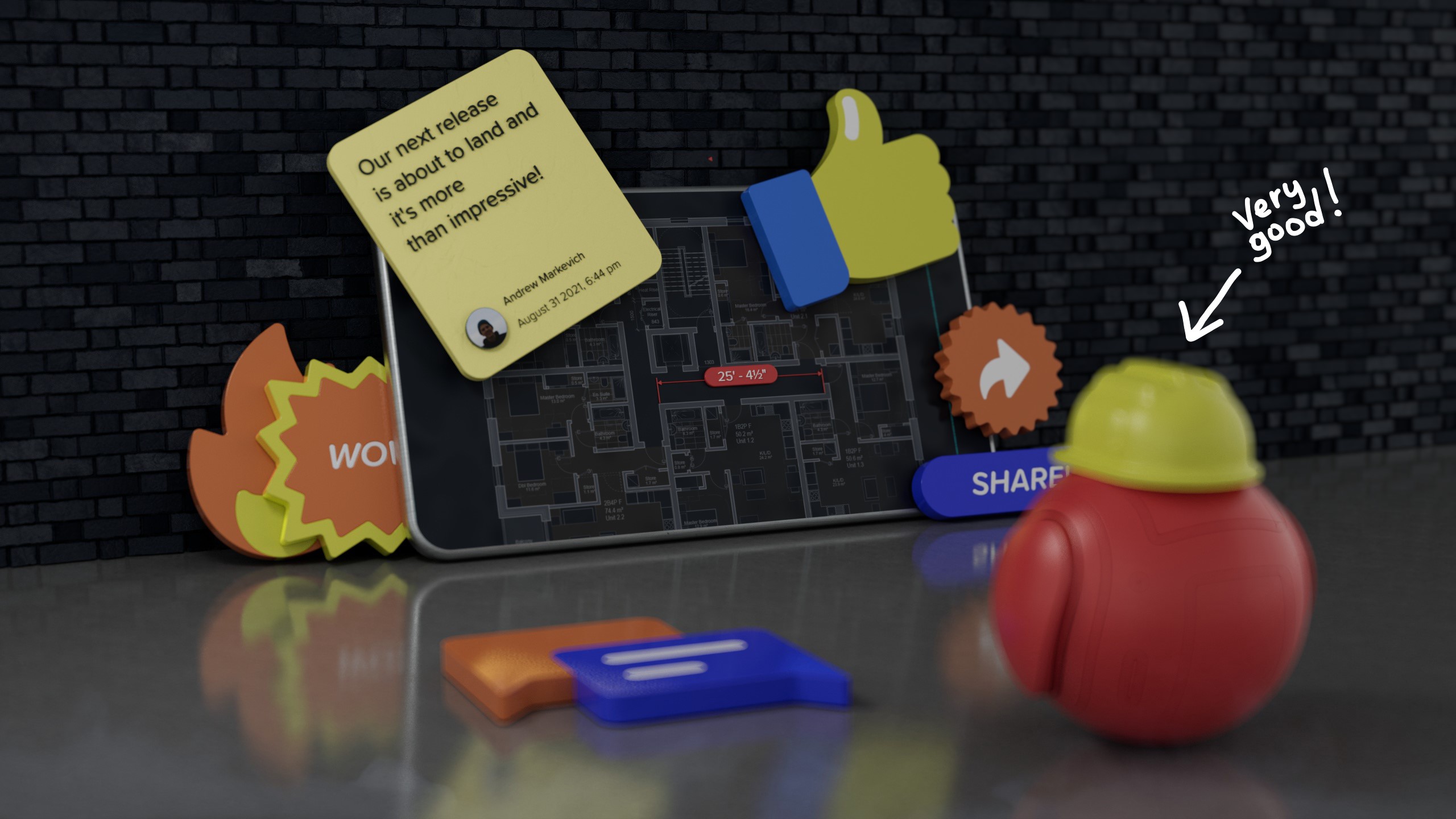 Sticky notes. Symbols library. Dimension line and other improvements — Kreo