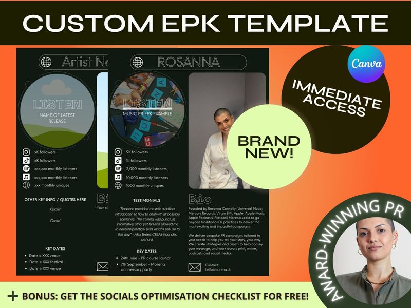 One Pager Electronic Press Kit Canva Template - Morena