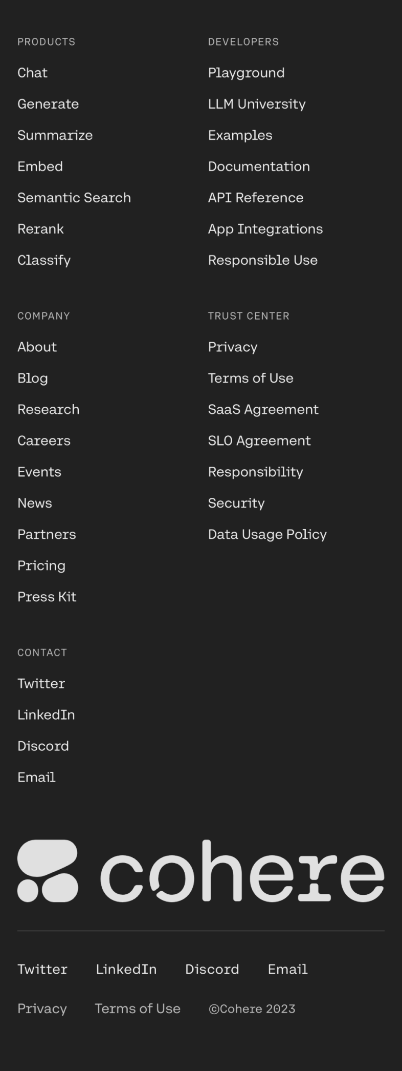 Footer | Cohere