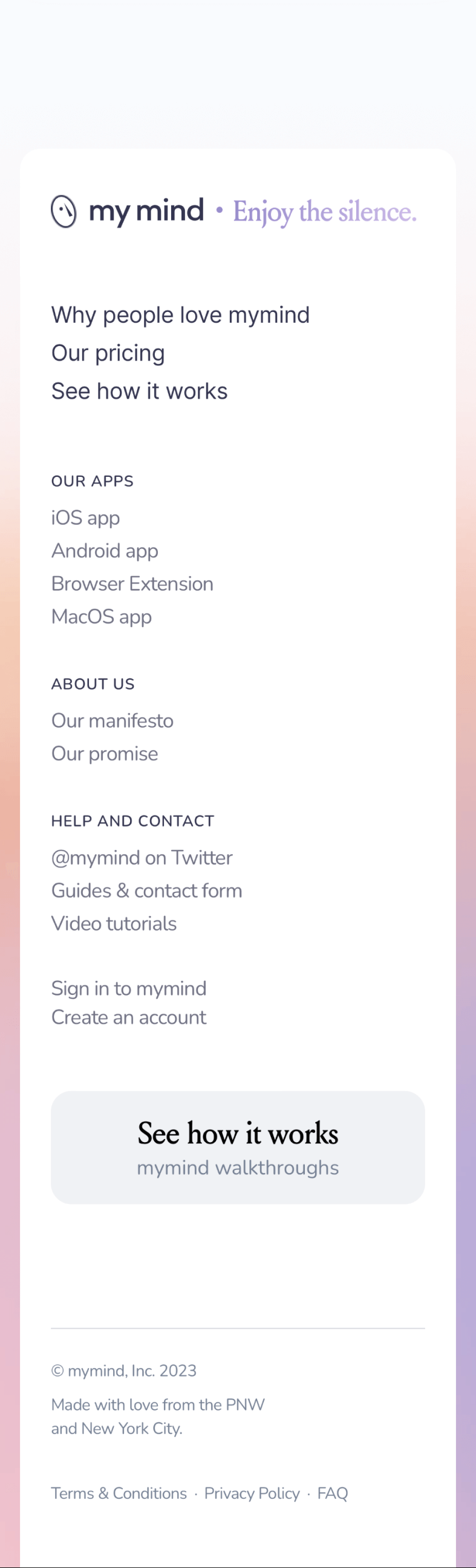 Footer | mymind