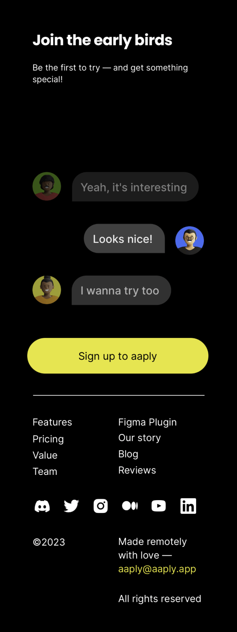 Footer | Aaply — Mobile app design tool