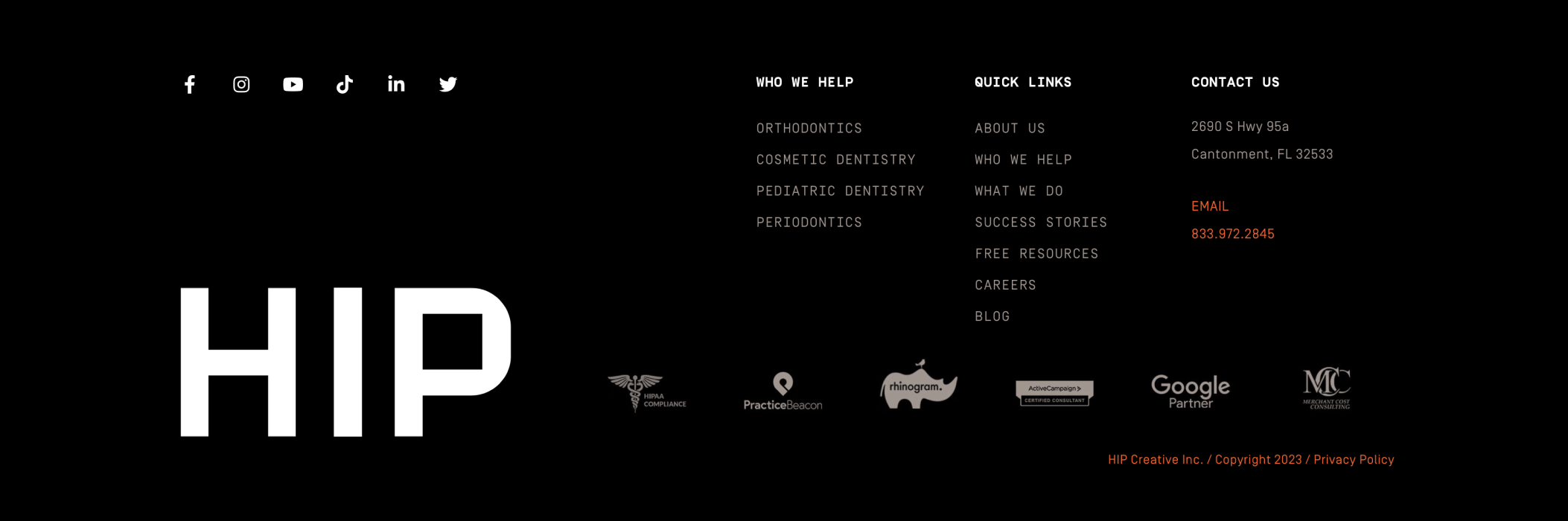 Footer | Hip Creative