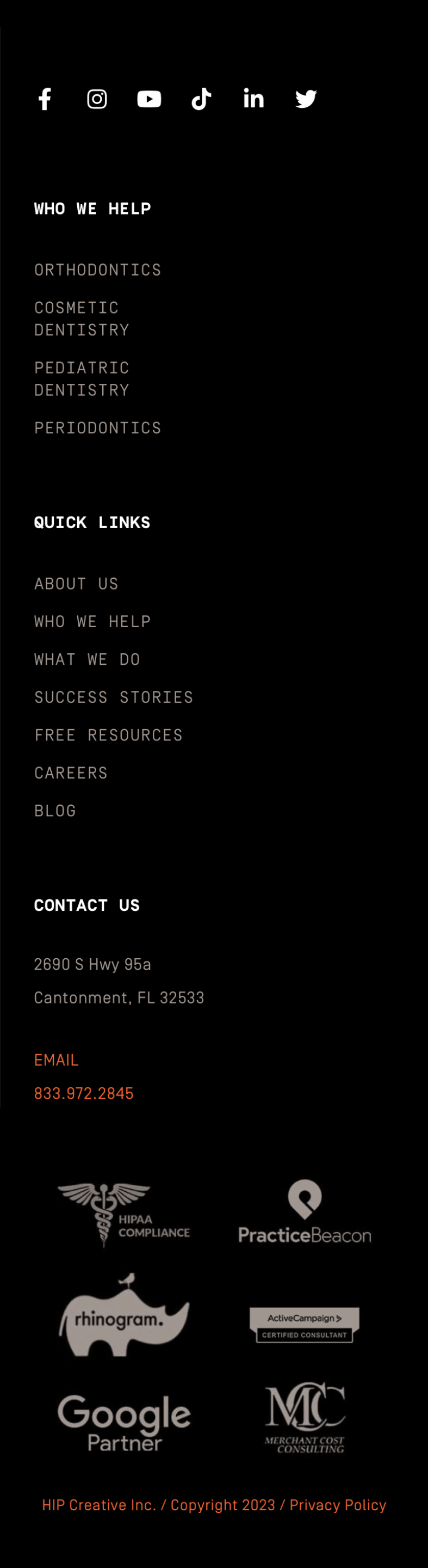 Footer | Hip Creative