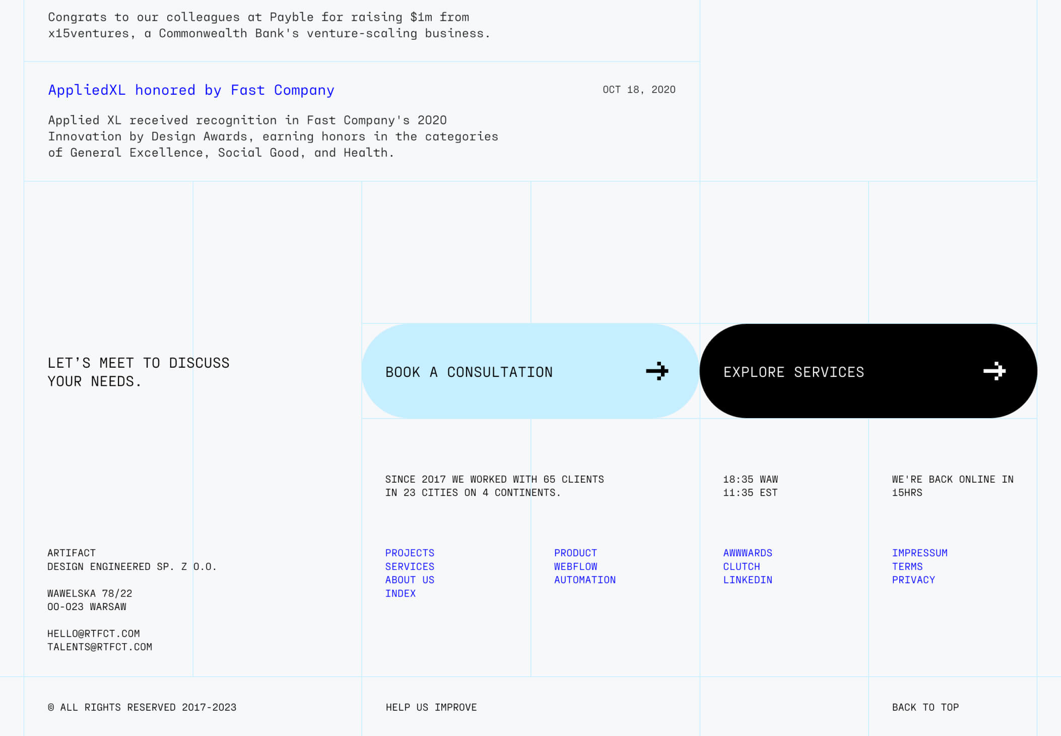 Footer | Artifact Design Engineered