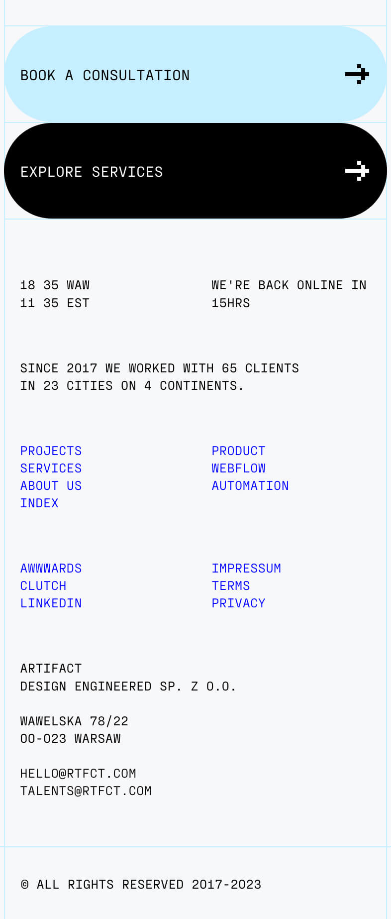 Footer | Artifact Design Engineered