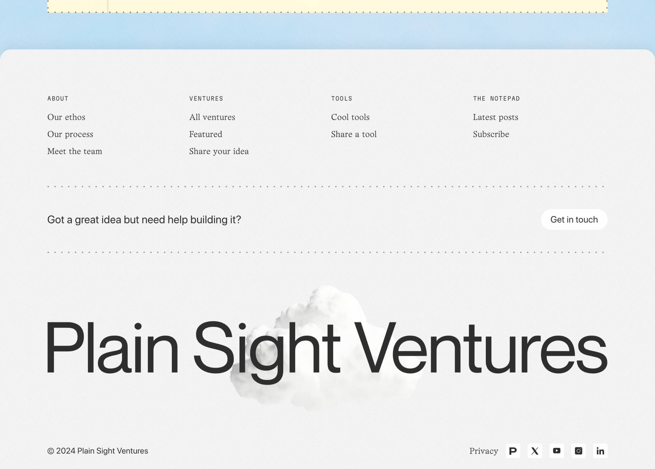 Footer | Plain Sight Ventures