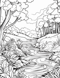 Color Craftables | Coloring Pages | Nature - Water Bodies - Stream
