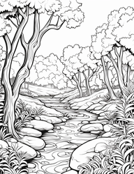 Color Craftables | Coloring Pages | Nature - Water Bodies - Stream