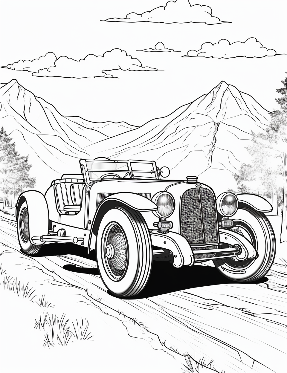 Color Craftables | Coloring Pages | Vehicles - Vintage - Vintage Race Car
