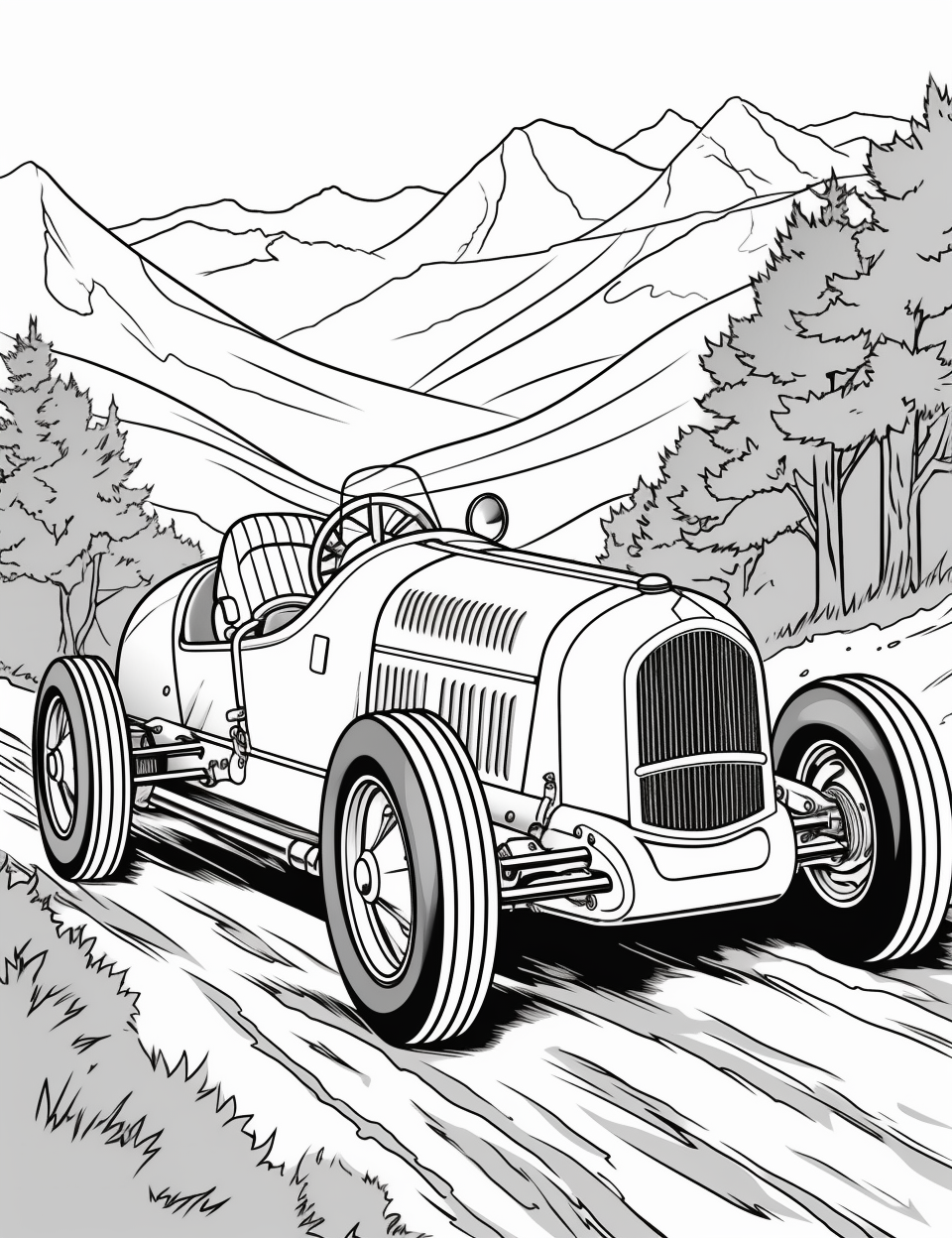 Color Craftables | Coloring Pages | Vehicles - Vintage - Vintage Race Car