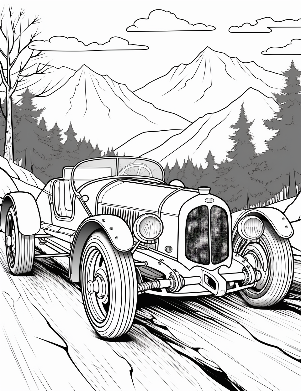 Color Craftables | Coloring Pages | Vehicles - Vintage - Vintage Race Car
