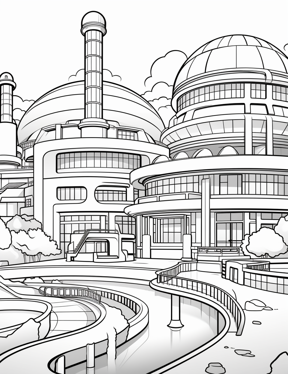 Color Craftables | Coloring Pages | Modern High-Tech Factory Coloring Pages