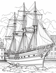 Color Craftables | Coloring Pages | Vehicles - Vintage - Old Sailboat