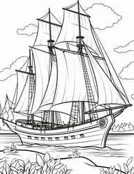 Color Craftables | Coloring Pages | Vehicles - Vintage - Old Sailboat