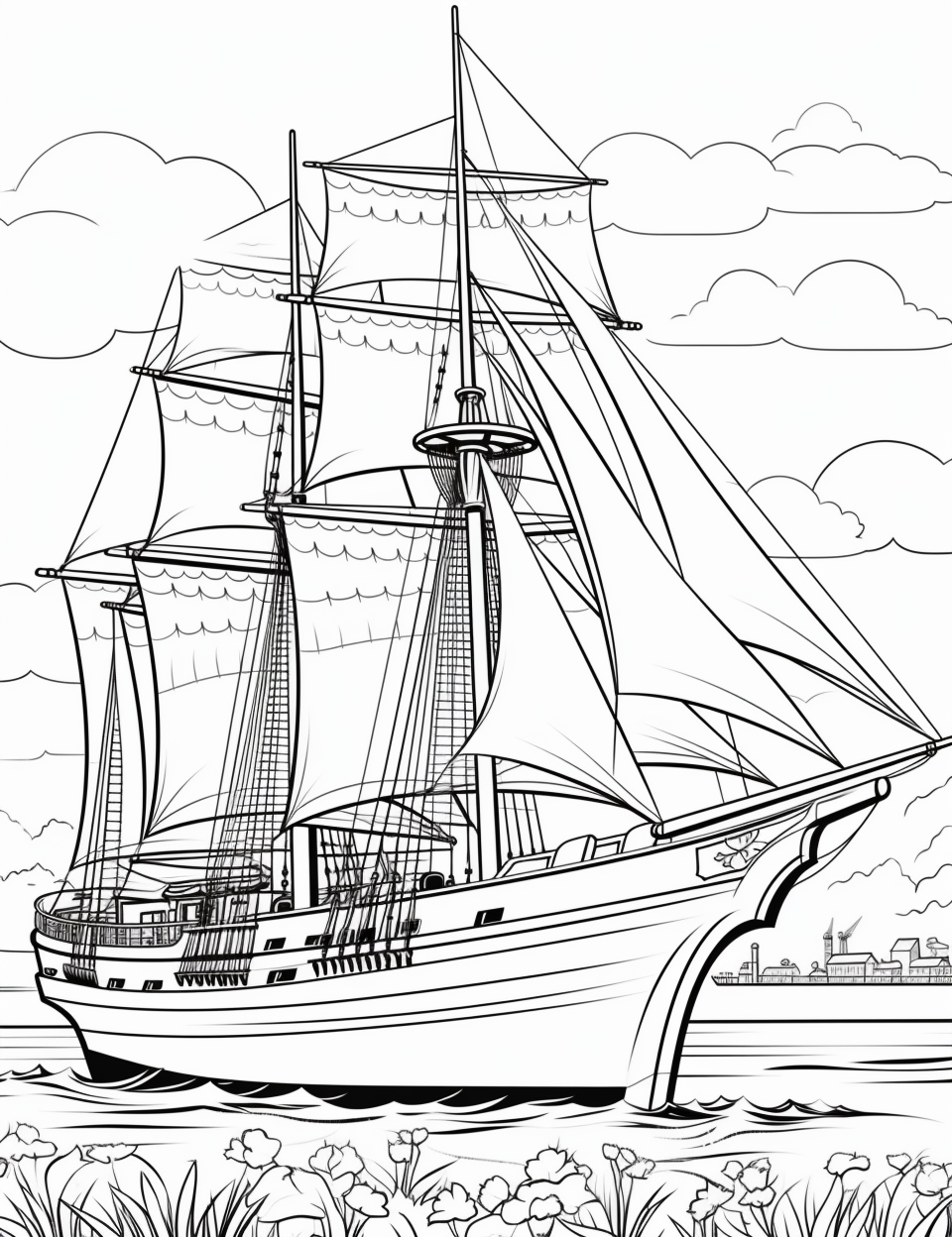 Color Craftables | Coloring Pages | Vehicles - Vintage - Old Sailboat