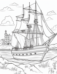 Color Craftables | Coloring Pages | Vehicles - Vintage - Old Sailboat
