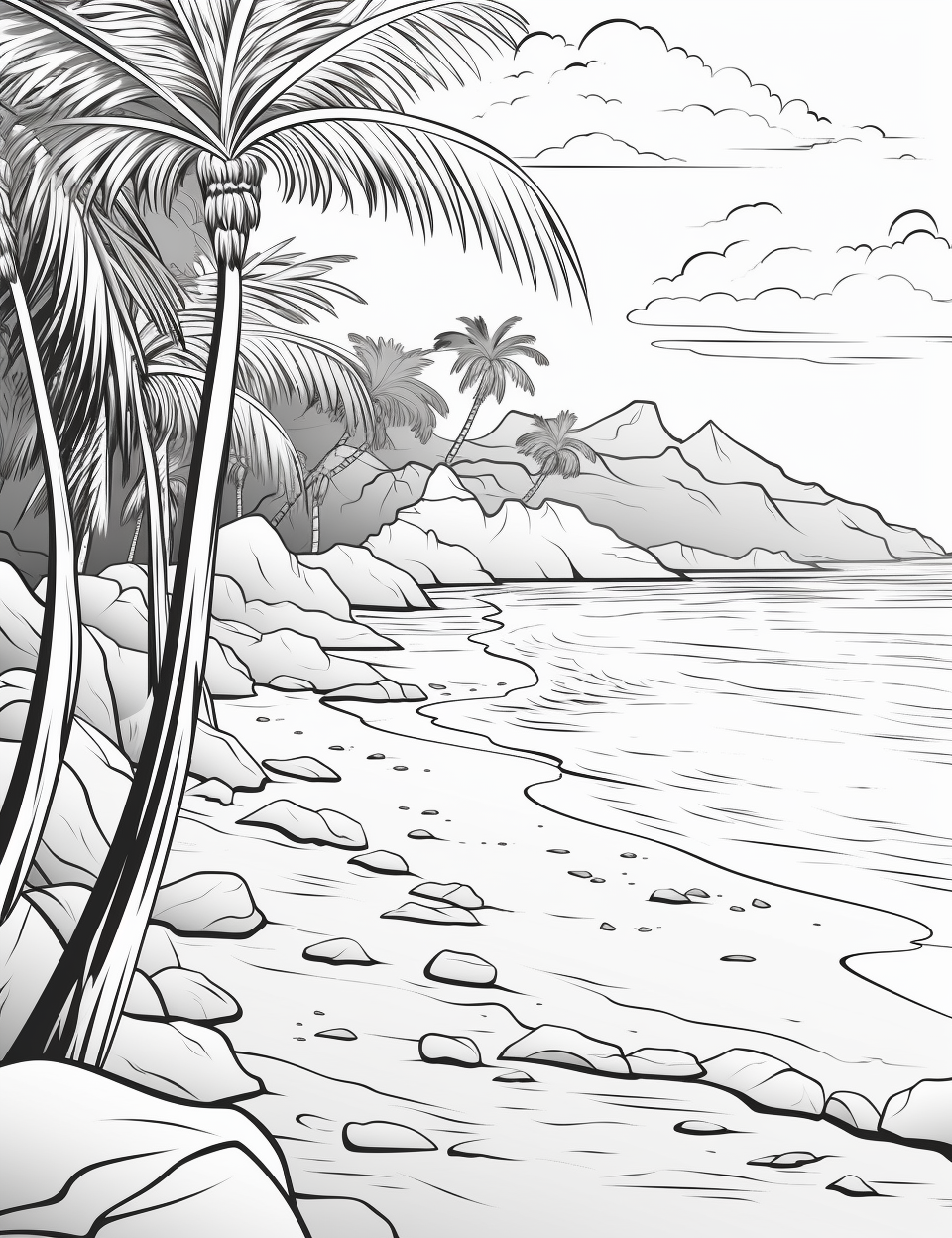 Color Craftables | Coloring Pages | Nature - Water Bodies - Sandy Beach