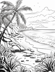 Color Craftables | Coloring Pages | Nature - Water Bodies - Sandy Beach