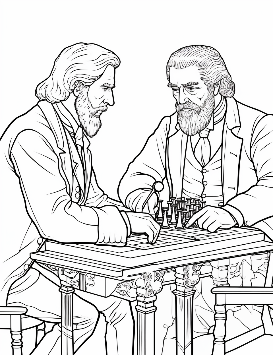 Color Craftables | Coloring Pages | People - Elders - Playing Chess