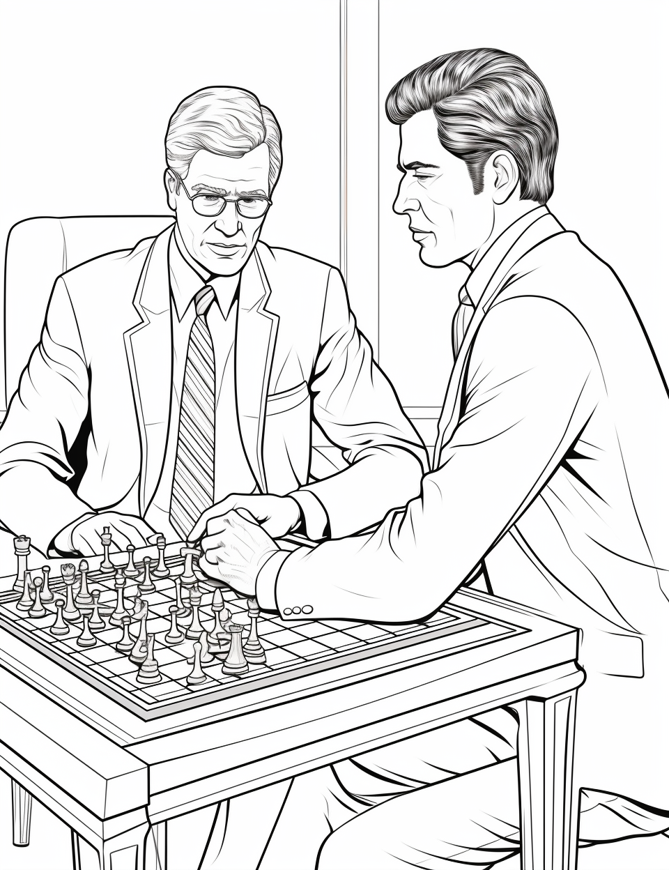 Color Craftables | Coloring Pages | People - Elders - Playing Chess