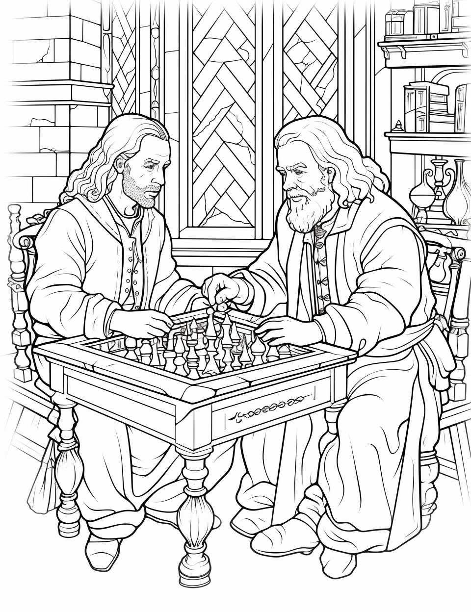 Color Craftables | Coloring Pages | People - Elders - Playing Chess