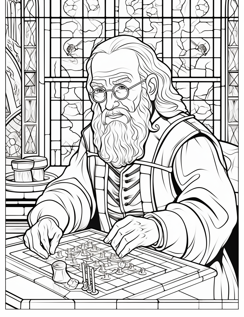 Color Craftables | Coloring Pages | People - Elders - Playing Chess