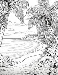 Color Craftables | Coloring Pages | Nature - Water Bodies - Tropical Beach