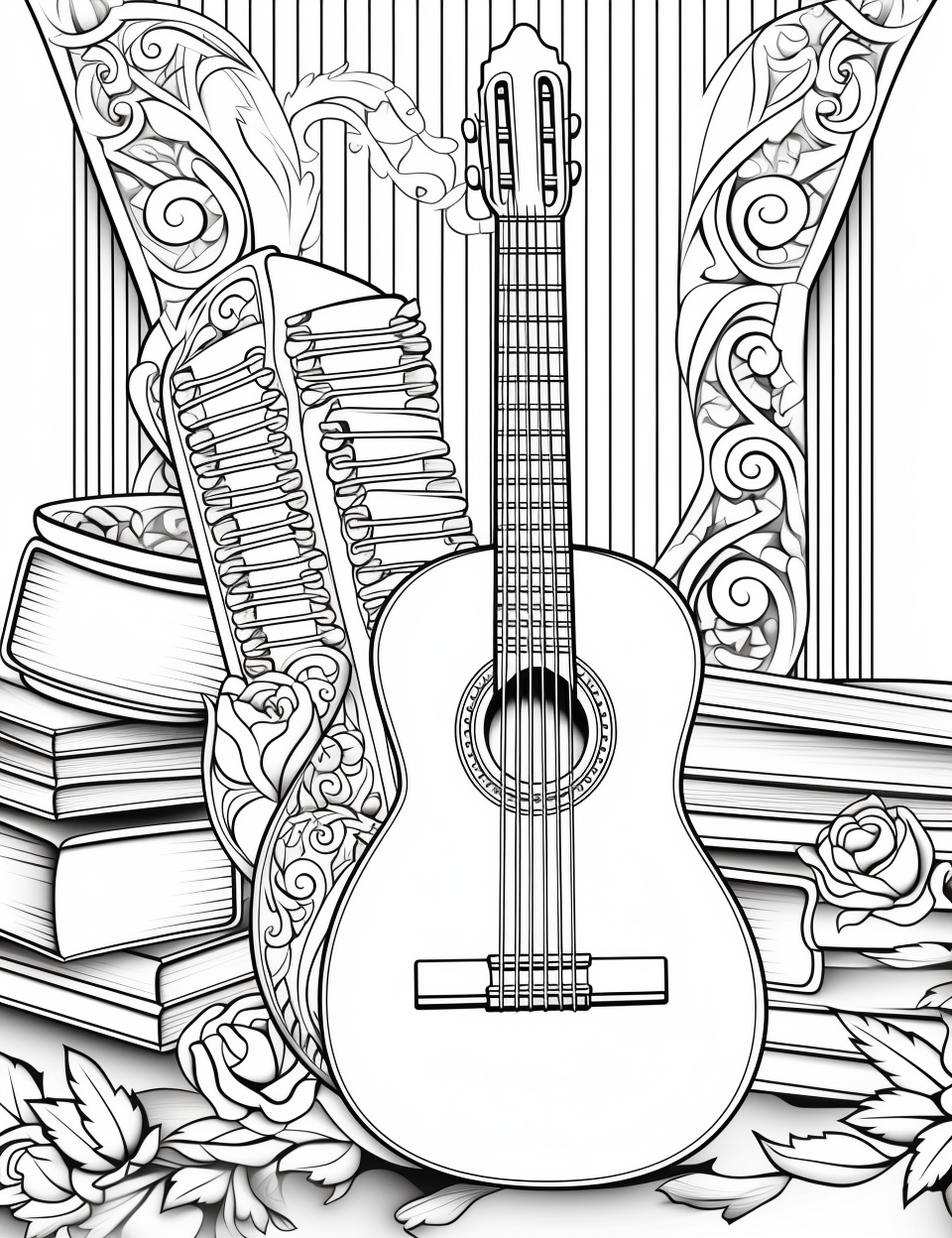 Color Craftables | Coloring Pages | Harmonica Coloring Page