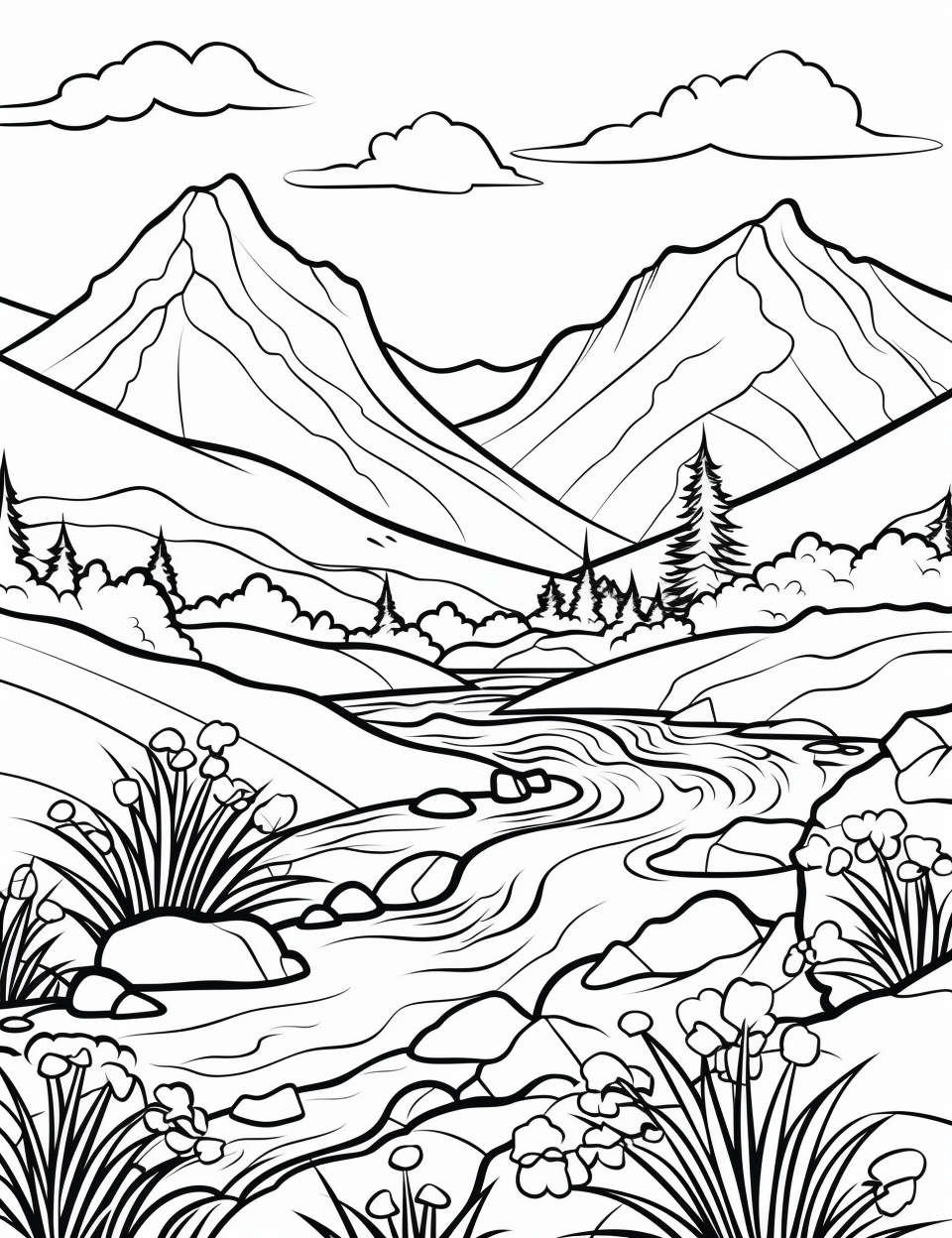 Color Craftables | Coloring Pages | Nature - Mountains - Snow-Capped Peaks