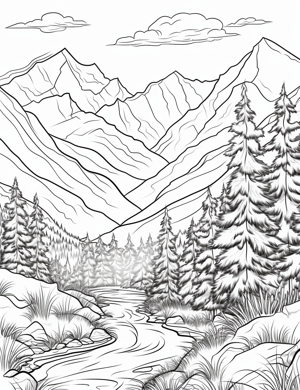 Color Craftables | Coloring Pages | Nature - Mountains - Snow-Capped Peaks