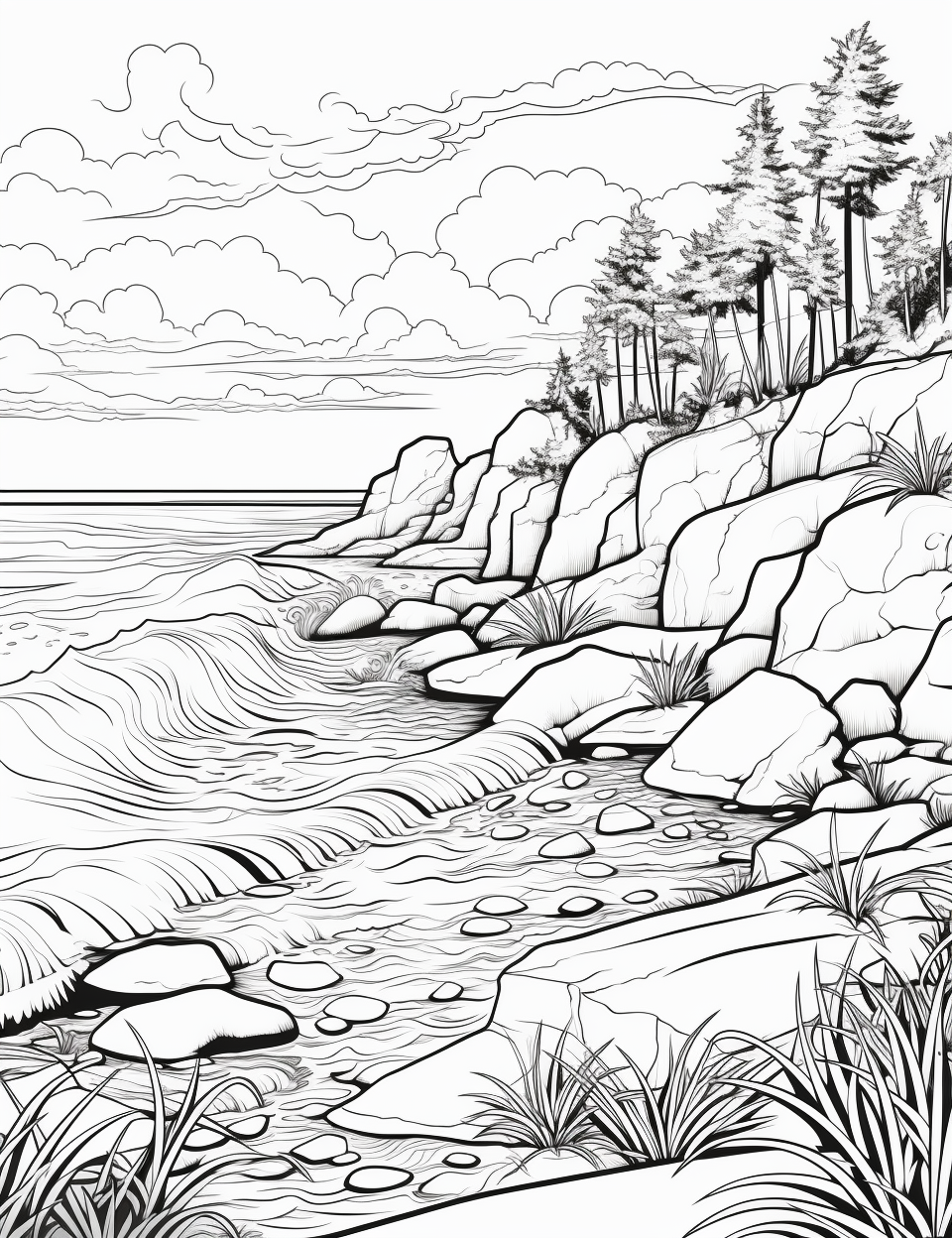 Color Craftables | Coloring Pages | Nature - Water Bodies - Sandy Beach