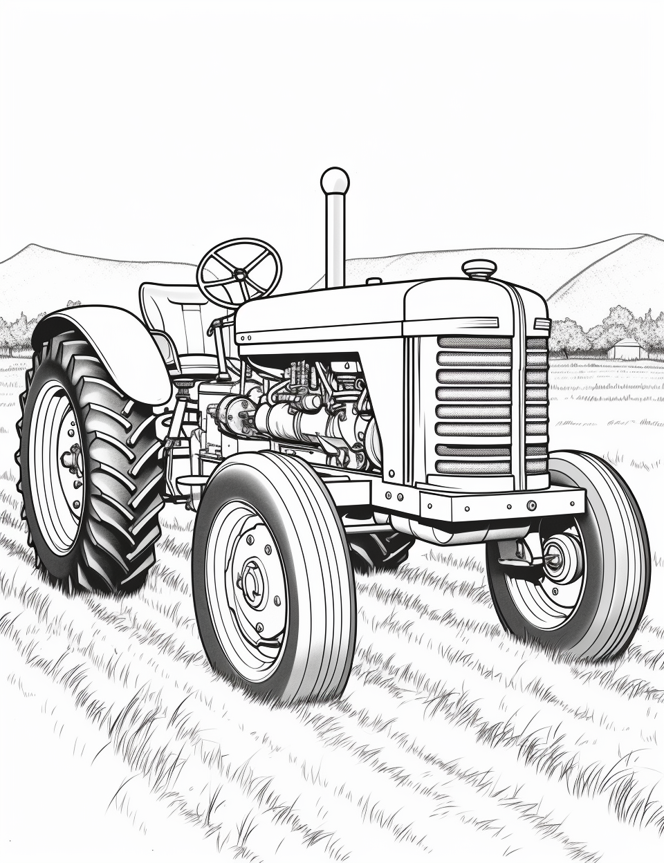 Color Craftables | Coloring Pages | Vehicles - Vintage - Antique Tractor