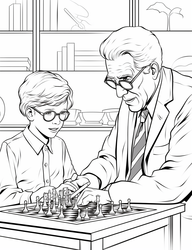 Color Craftables | Coloring Pages | People - Elders - Playing Chess